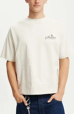 COTTON ON Cropped Fit Graphic T-shirt Bone Sundown Studios