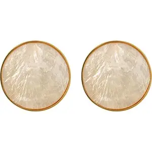 CHRISTINA CARUSO Bezel Set Shell Earrings - 14k Gold