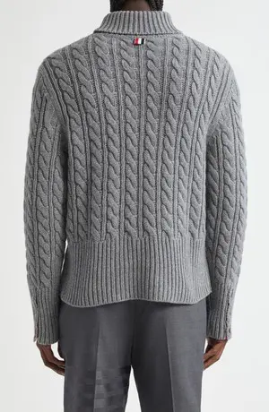 Thom Browne Classic Cable Knit Cashmere Turtleneck Sweater