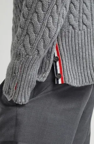 Thom Browne Classic Cable Knit Cashmere Turtleneck Sweater