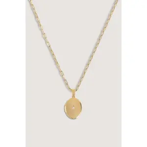 KINN Maison Oval Locket Necklace With Diamond - Gold - Micro Rolo Chain