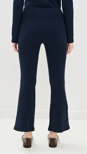 Donni. Ribbed Knit Kick Flare Pants - Navy