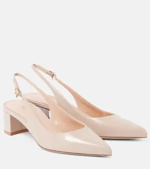 GIANVITO ROSSI 45 Leather Slingback Pumps - Beige