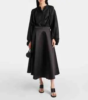 RÓHE Pleated Silk Blouse