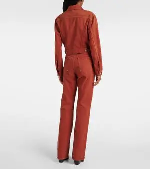 Rabanne Cropped Denim Jacket With Lace-up Detail