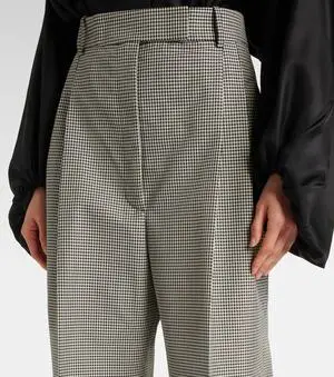 RÓHE Gingham Wool-blend Wide-leg Pants - Multicoloured