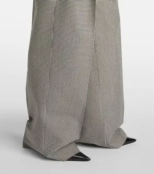 RÓHE Gingham Wool-blend Wide-leg Pants - Multicoloured