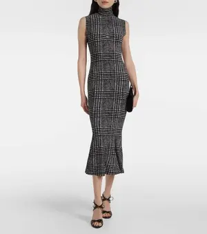 Norma Kamali Checked Midi Dress