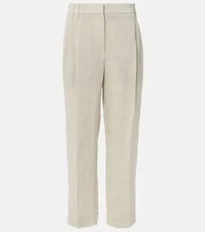 Brunello Cucinelli Linen-blend Straight Trousers