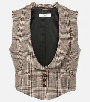 Chloé Prince Of Wales Wool-blend Waistcoat