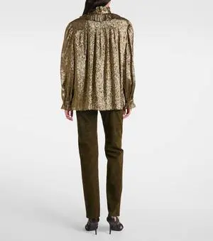 Chloé Ruffled Lamé Silk-blend Blouse