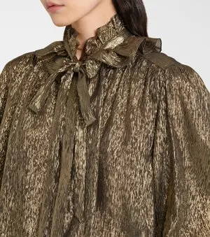 Chloé Ruffled Lamé Silk-blend Blouse