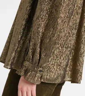 Chloé Ruffled Lamé Silk-blend Blouse