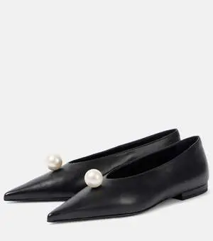 Magda Butrym Embellished Leather Ballet Flats - Black
