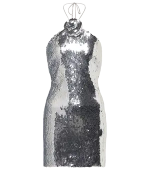 Magda Butrym Sequined Floral-appliqué Minidress - Silver