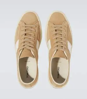 TOM FORD Cambridge Leather-trimmed Suede Sneakers - Beige