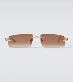 CARTIER Panthère De Rectangular Sunglasses - Gold