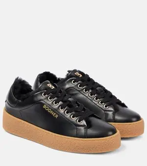 Bogner Bogner Lucerne Shearling-Lined Leather Sneakers Black
