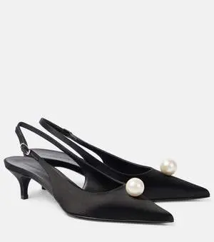 Pearl Satin Slingback Pumps