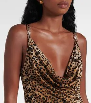 Versace Medusa '95 Leopard-print Draped Top