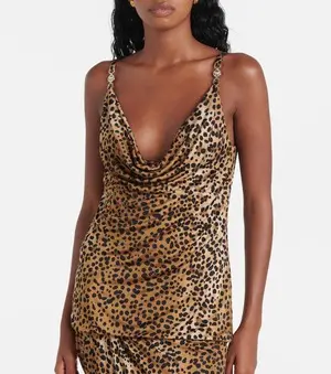 Versace Medusa '95 Leopard-print Draped Top