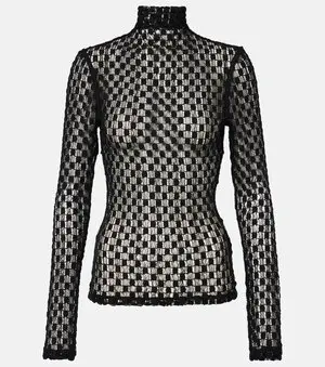 RÓHE Cotton-blend Lace Turtleneck Top