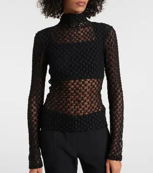 RÓHE Cotton-blend Lace Turtleneck Top