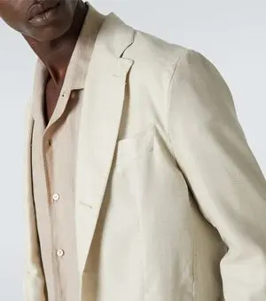 Rubinacci Herringbone Wool, Silk, And Linen Blazer - Neutrals