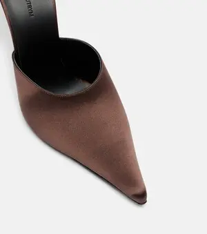 Magda Butrym Floral Appliqué Satin Mules - Brown