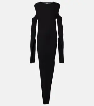 Rick Owens Caped Wool Maxi Dress - Black