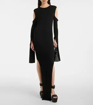 Rick Owens Caped Wool Maxi Dress - Black