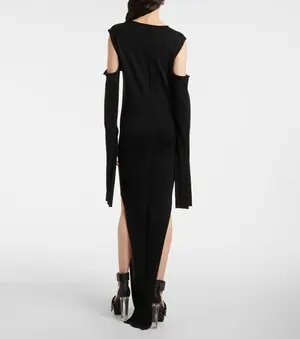 Rick Owens Caped Wool Maxi Dress - Black