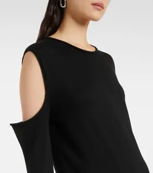 Rick Owens Caped Wool Maxi Dress - Black