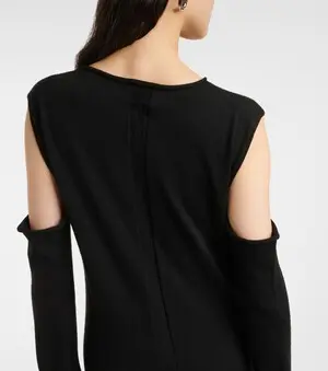 Rick Owens Caped Wool Maxi Dress - Black