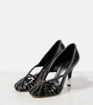 Chloé Leonie Embellished Leather Pumps