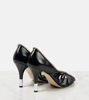 Chloé Leonie Embellished Leather Pumps - Black