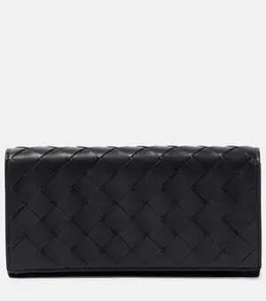 Bottega Veneta Intrecciato Large Leather Wallet - Black