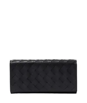 Bottega Veneta Intrecciato Large Leather Wallet - Black