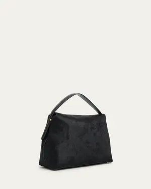 TOTEME T Lock Horsehair Top-handle Bag - Black