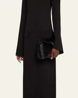 TOTEME T-lock Flap Horsehair Clutch - Black