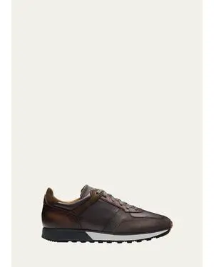 Magnanni Arco Leather Runner Sneakers - Grey/brown