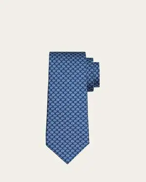 FERRAGAMO Ferragamo Bullseye-Print Silk Neck Tie Fnavy