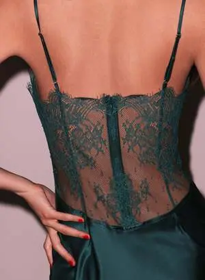 Fleur Du Mal Juliet Lace Back Dress - Evergreen