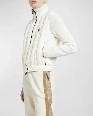Moncler Wool Quilted Cardigan - Natural