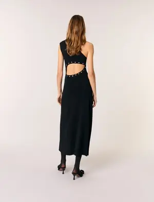 Maje Asymmetric Knit Maxi Dress