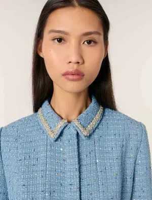 Maje Sequin Tweed Mini Dress