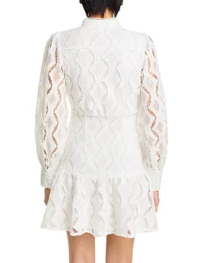 Aqua Wavy Lace Mini Dress - White