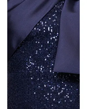 Aqua Long Sequinned Bow Dress