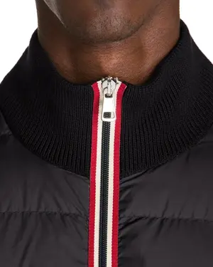 Moncler Wool Knit Quilted Down Combo Cardigan - Black