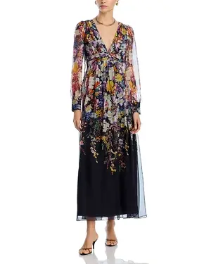 Aqua Floral Maxi Dress - Black Multi